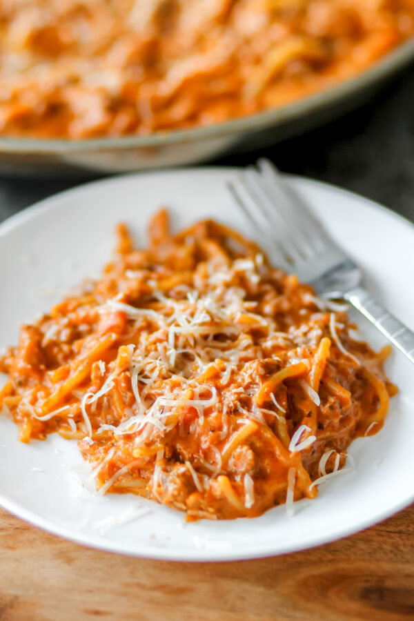 Creamy Skillet Spaghetti - Genuinely Jana