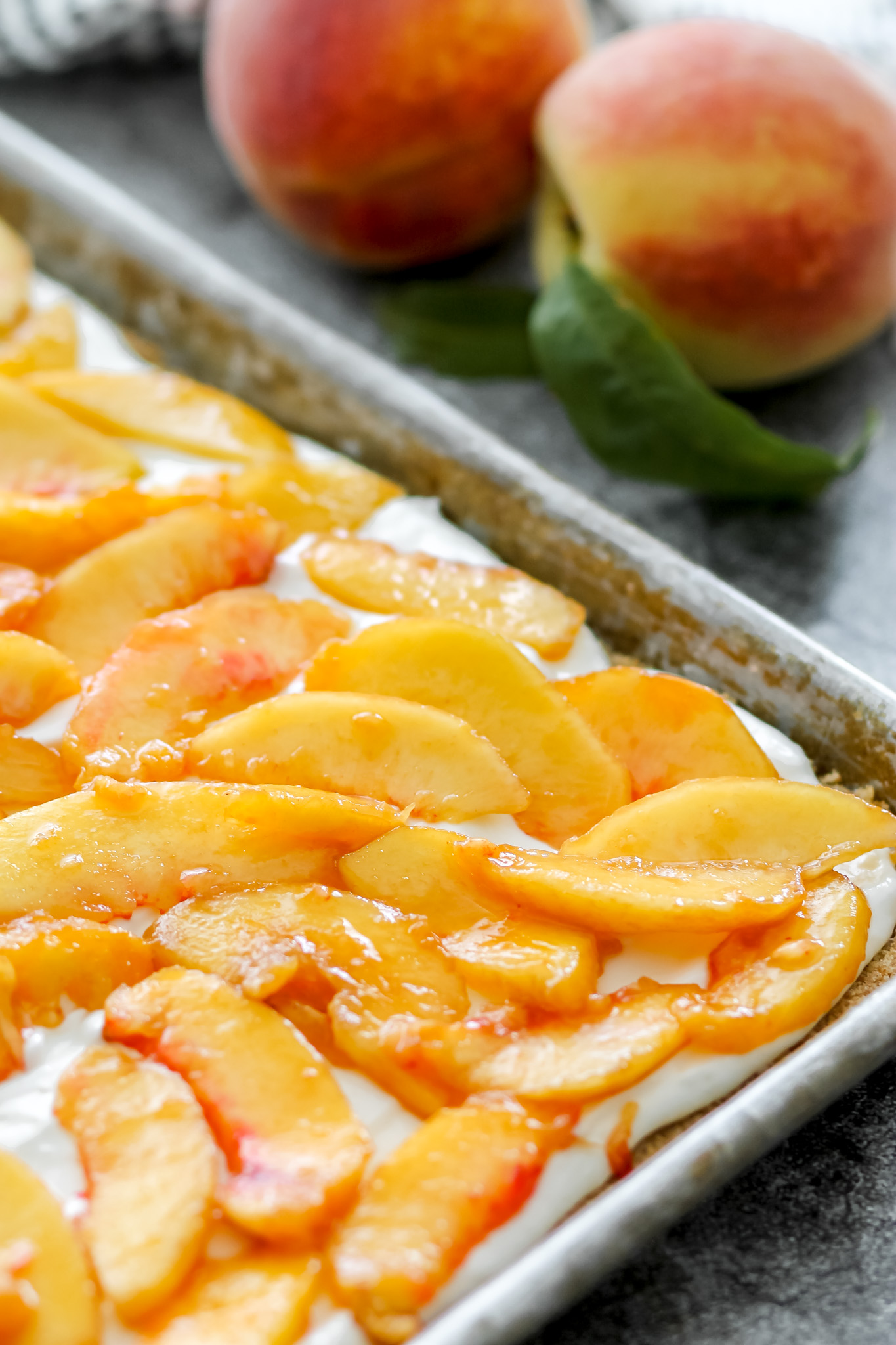 Sheet Pan Peach Dessert - Genuinely Jana